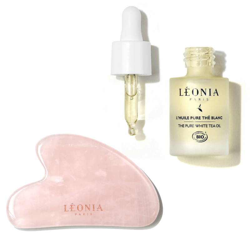 Duo Sculpt & Glow - Huile Pure Thé Blanc & Gua Sha Quartz Rose – Léonia ...